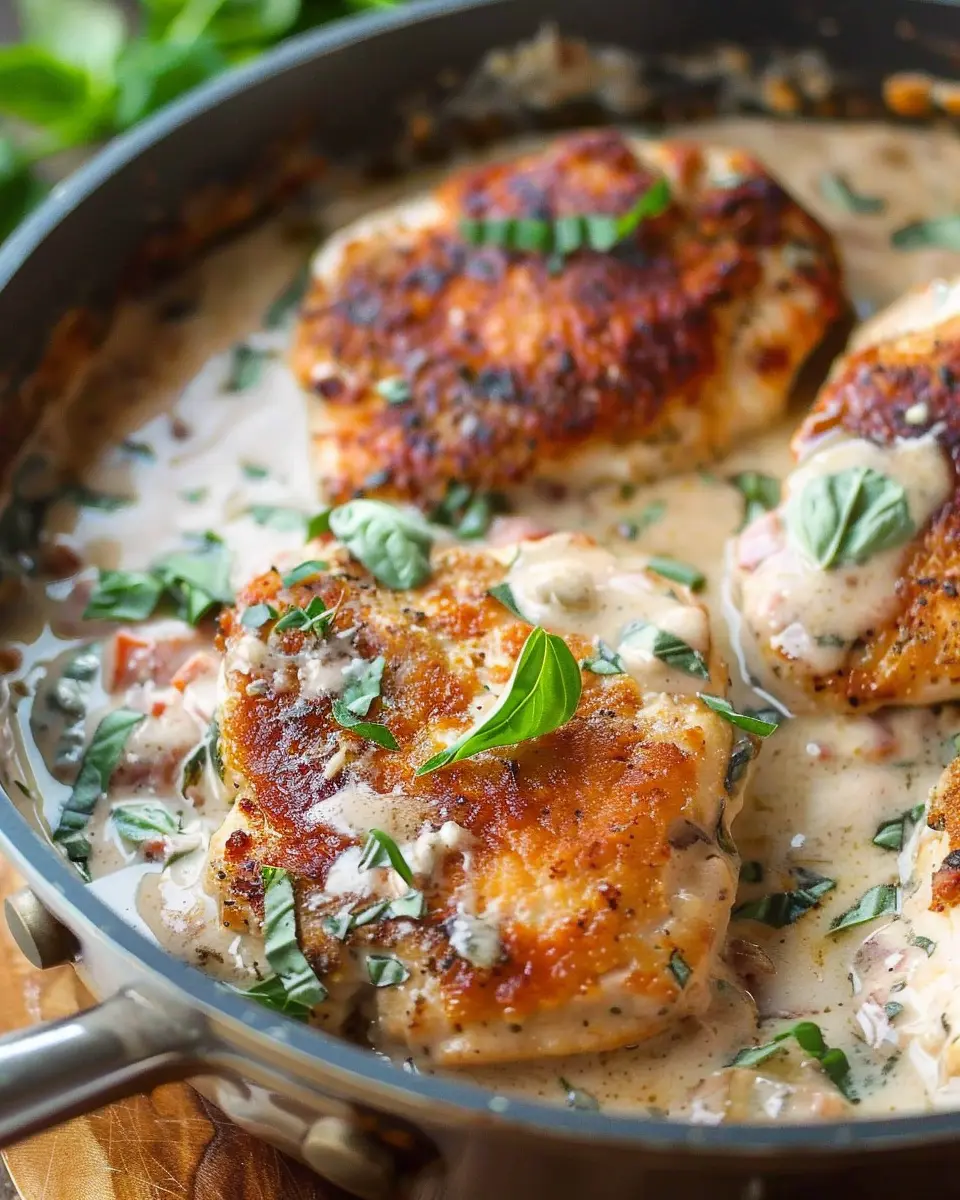 Chicken in Basil Cream Sauce